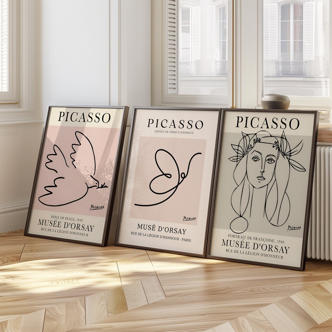 Picasso Dove of Peace, Françoise Portrait & Animal Line Art, Set of ...
