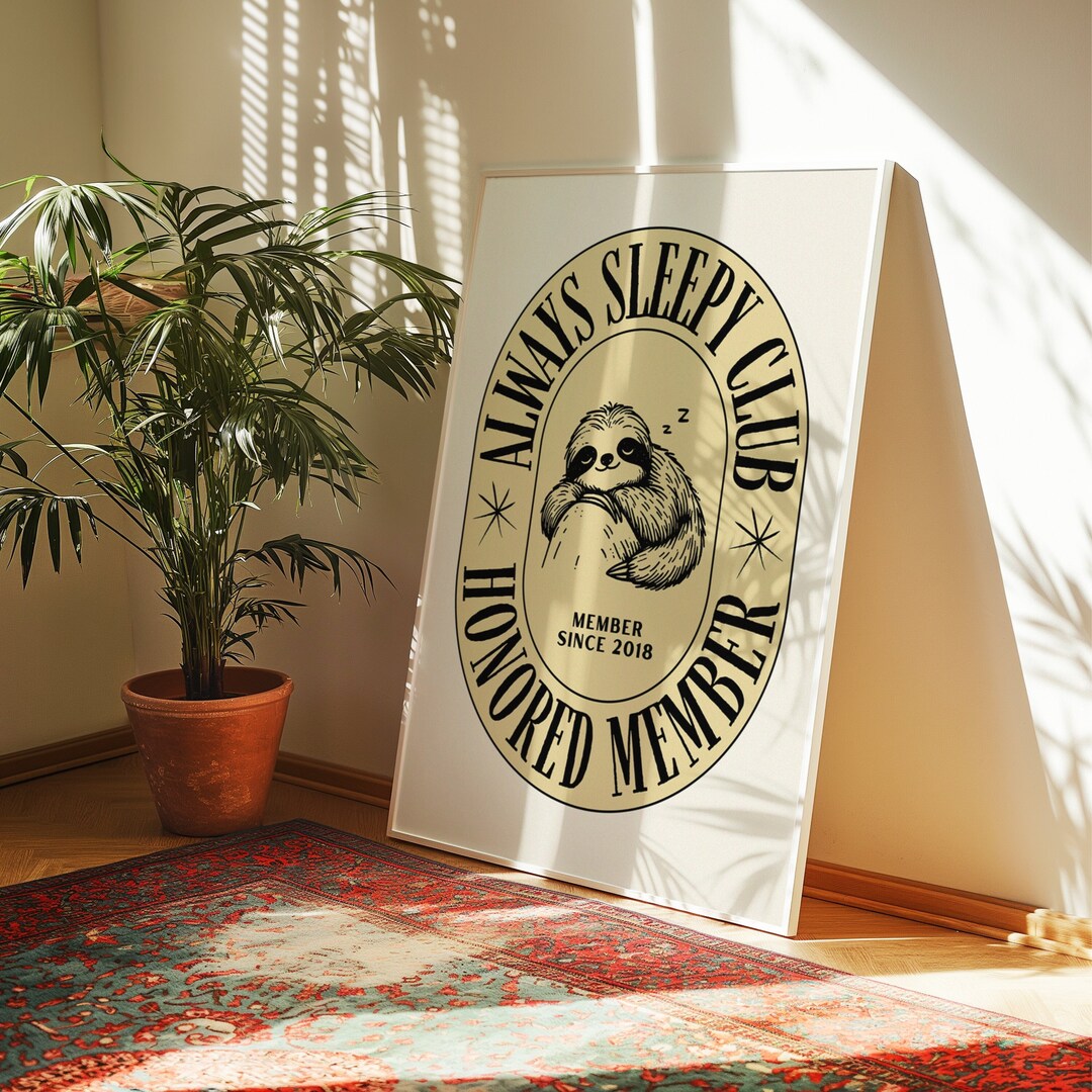 Retro Sloth Poster, Vintage Sloth Wall Art, Nostalgic Decor, Nostalgic ...