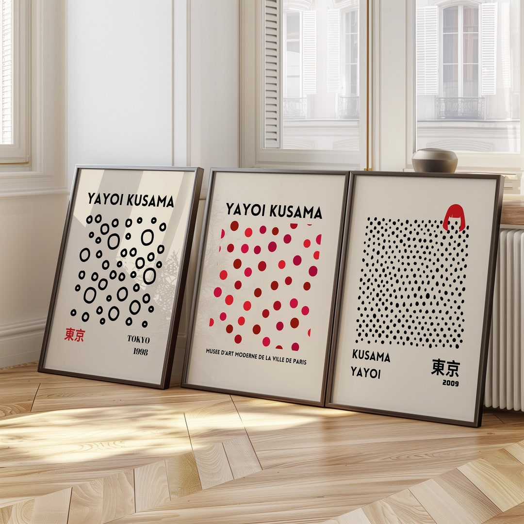Yayoi Kusama Polka Dot Art Set, Set of Three Posters, Tokyo 1998 & 2009 ...