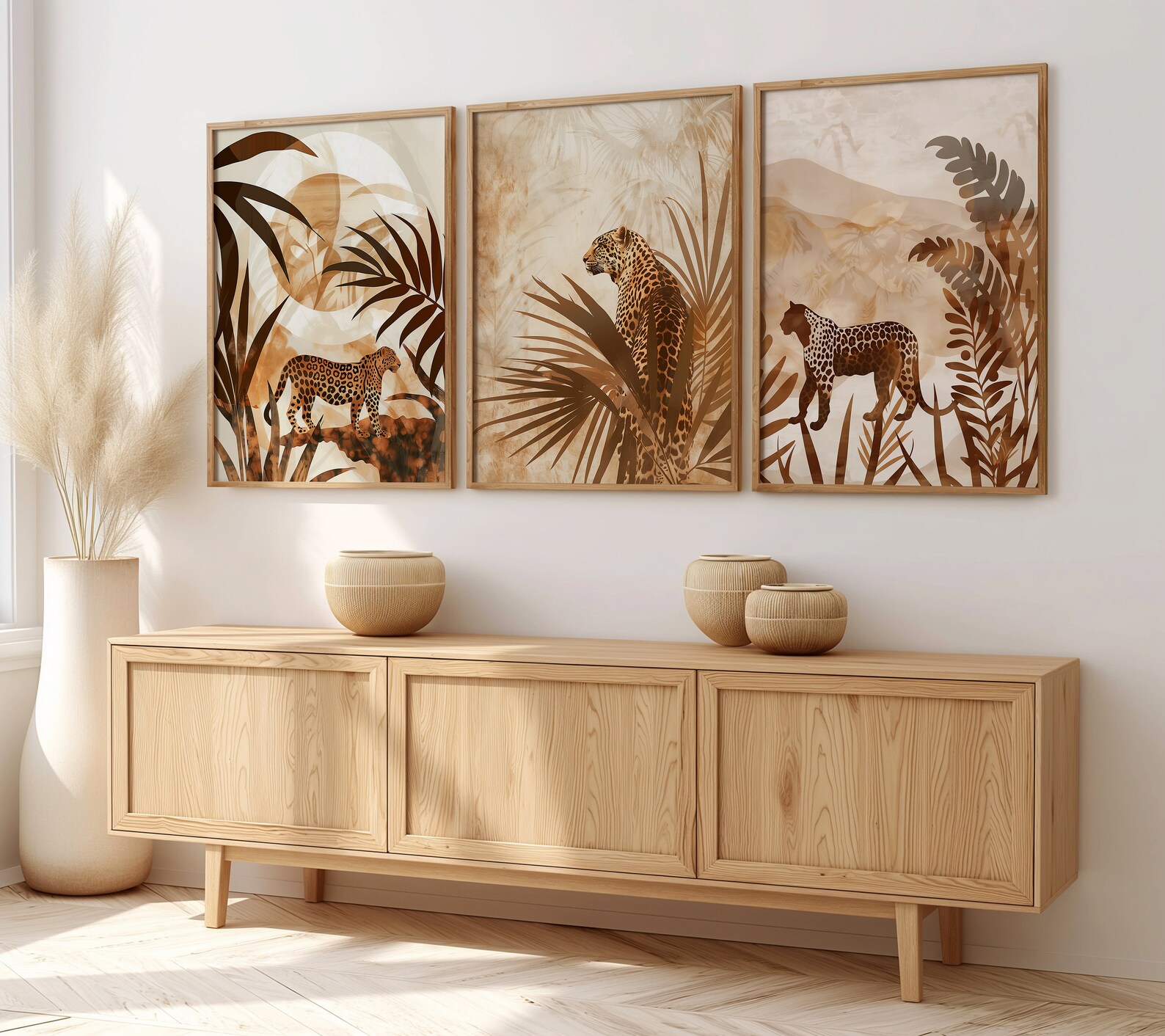 Tropical Leopard Poster Set, Jungle Safari Animal Wall Art, Boho ...