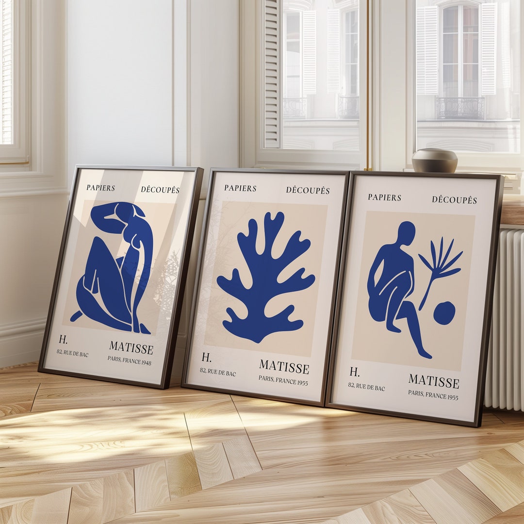 Henri Matisse Poster Set, Minimalist Blue Wall Art, Modern Art Prints ...