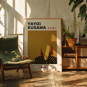 Yayoi Kusama Portrait Poster, Paris Modern Art Museum Print, Yellow ...
