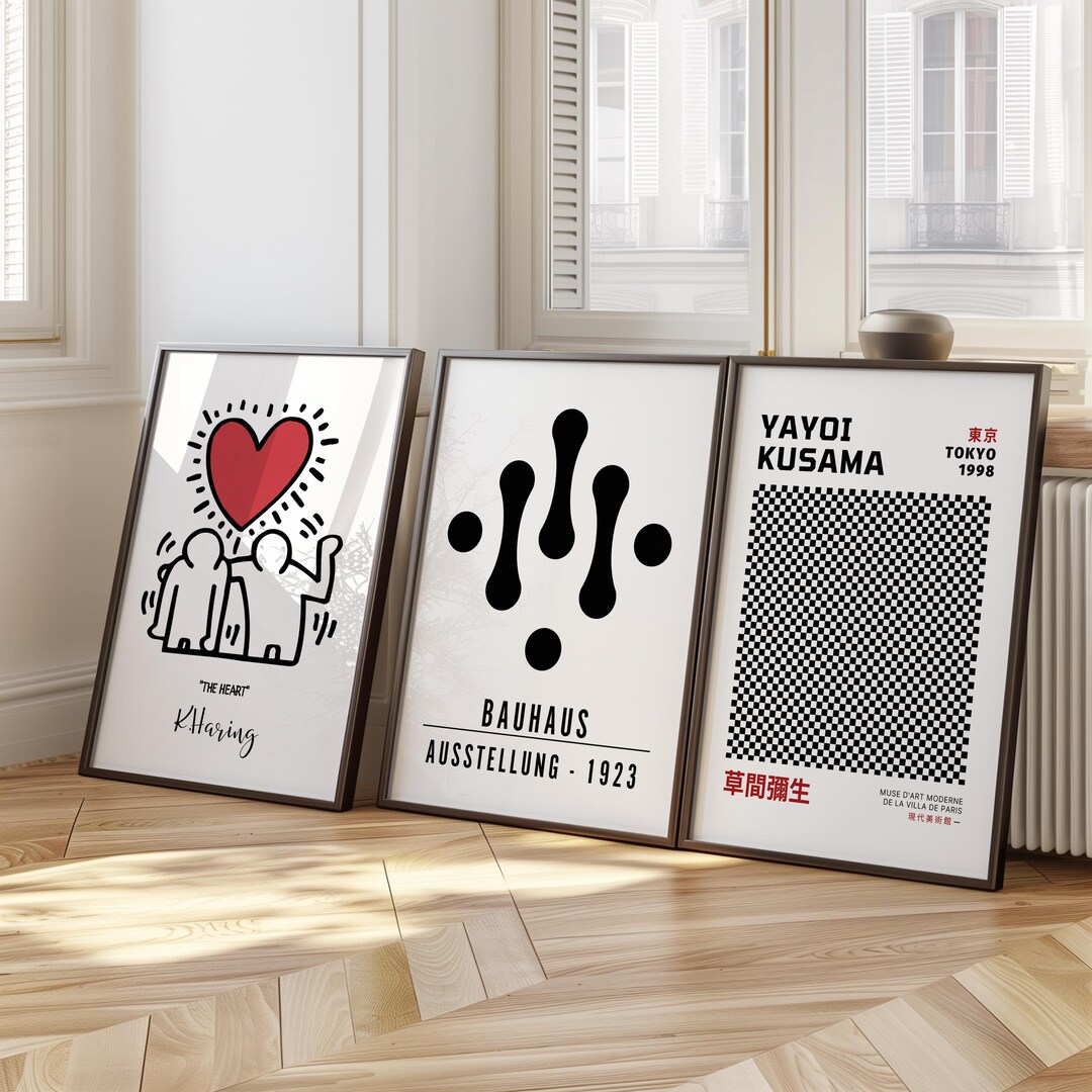 Bundle Exhibition, Bauhaus Wall Art, Yayoi Kusama Print, Keith Haring ...