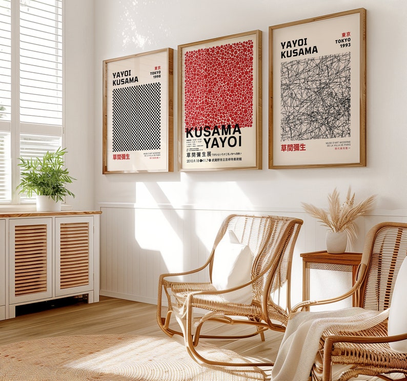 Yayoi Kusama Art Print Set, Japanese Contemporary Art, Infinity Nets ...