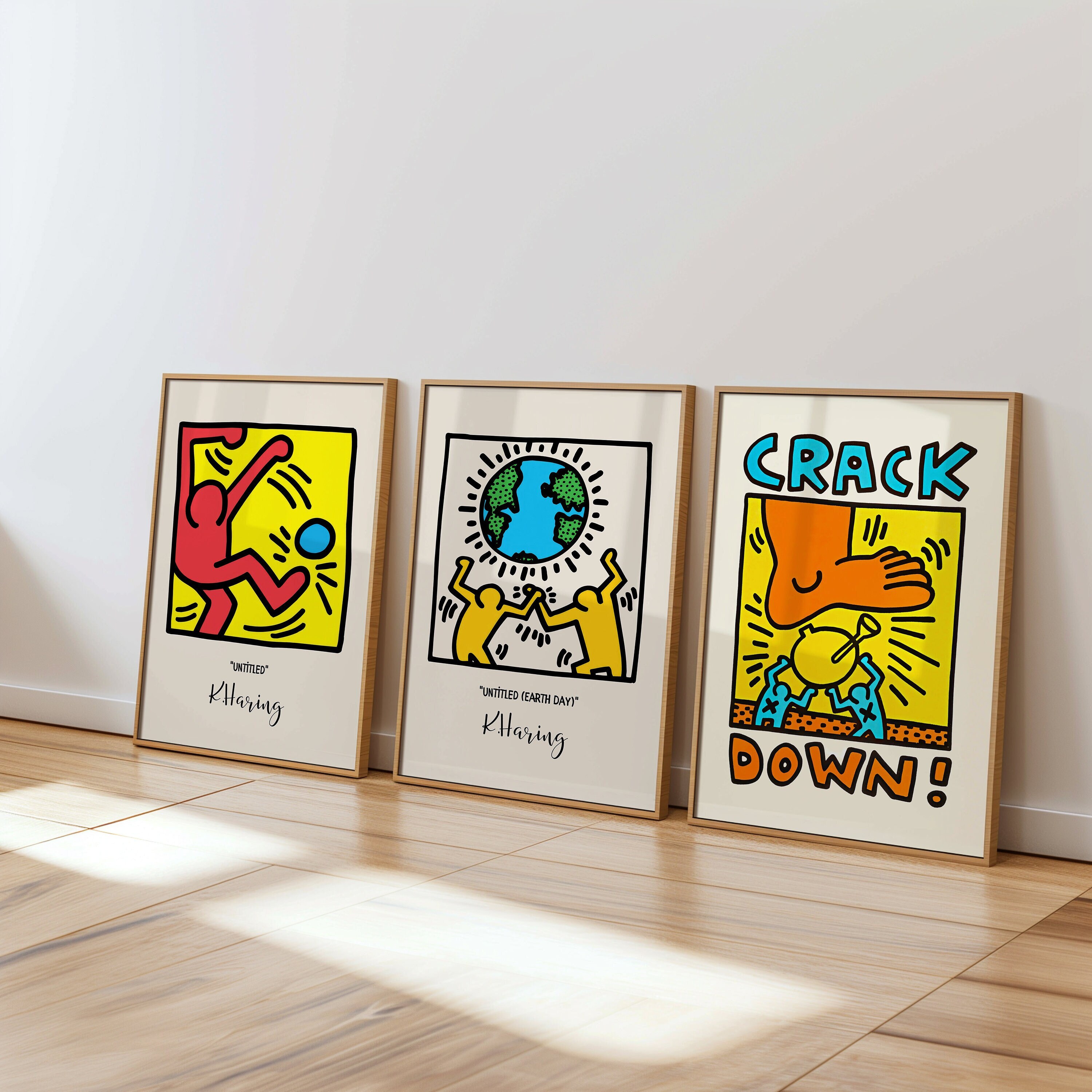 Keith Haring Poster Set, Untitled, Untitled Earth Day, Crack Down, Bold ...