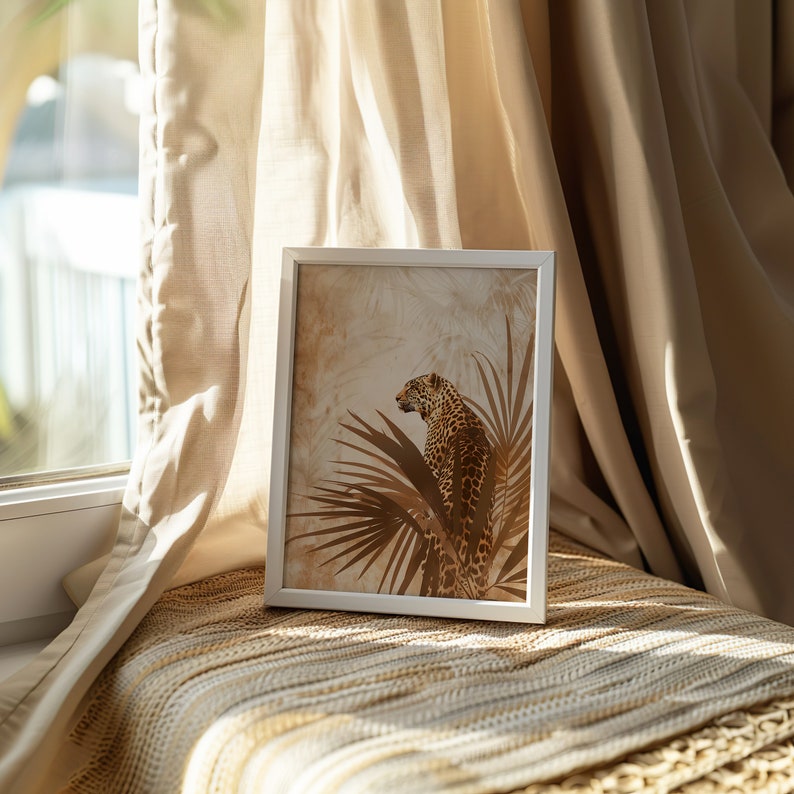 Tropical Leopard Poster Set, Jungle Safari Animal Wall Art, Boho ...