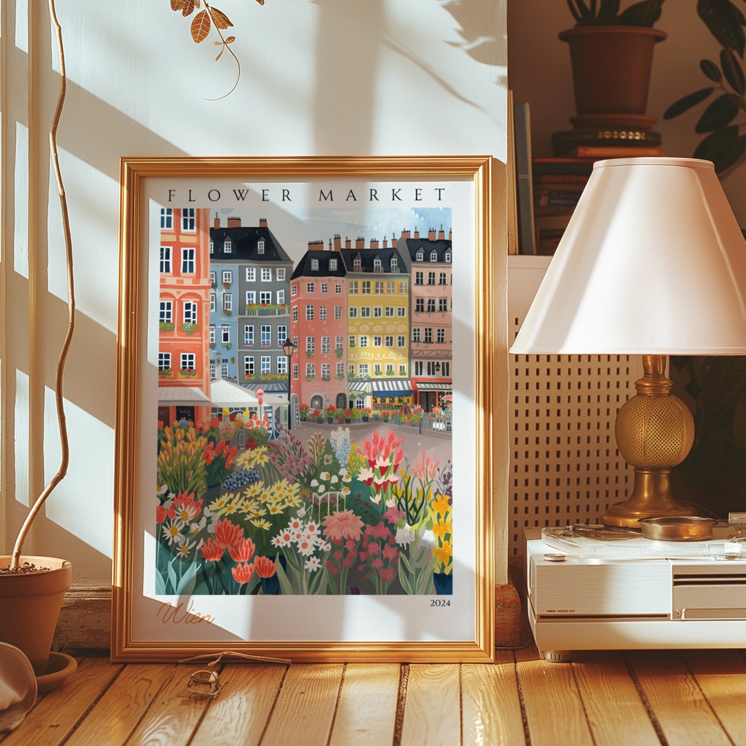 Vienna Flower Market Poster, Austria City Wall Art, Wien Travel Print ...