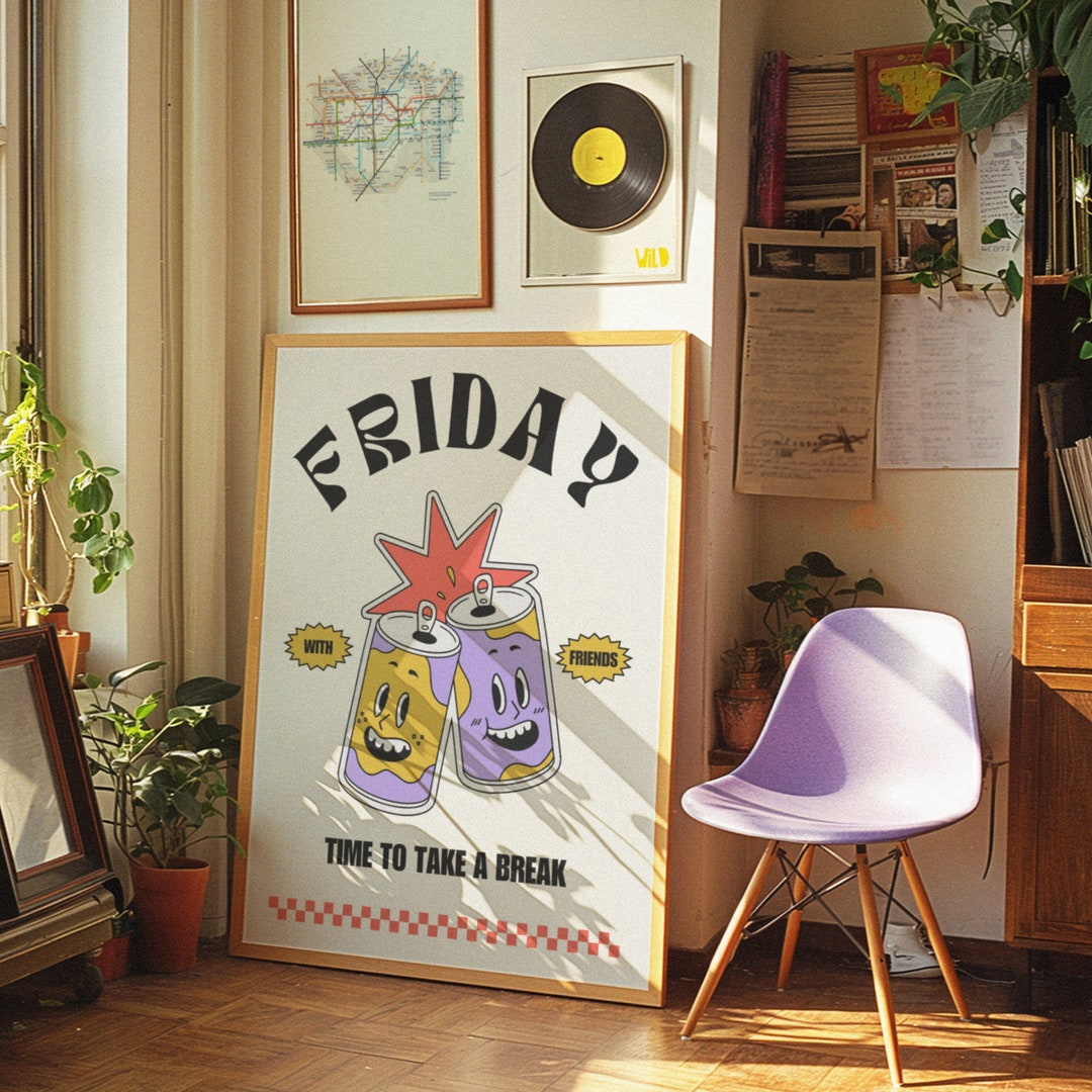 Retro Friday Poster, Time to Take a Break, Vintage Style Art, Weekend ...