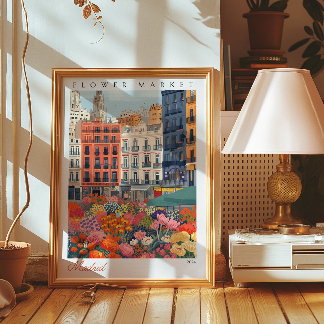 Madrid Flower Market Poster, Colorful Madrid Wall Art, Spain Flower ...