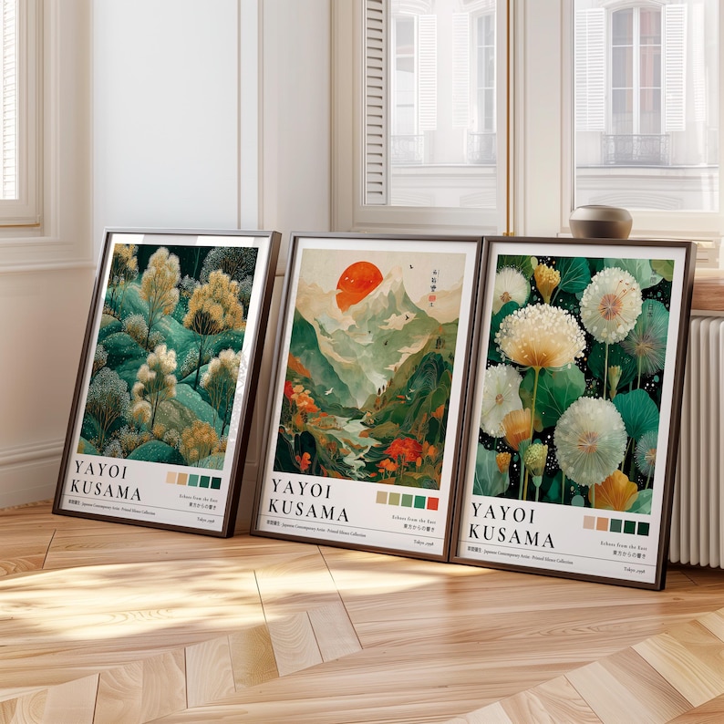 Fuji Mount Yayoi Kusama 3 Set Poster, Dandelion and Forest Wallpaper ...