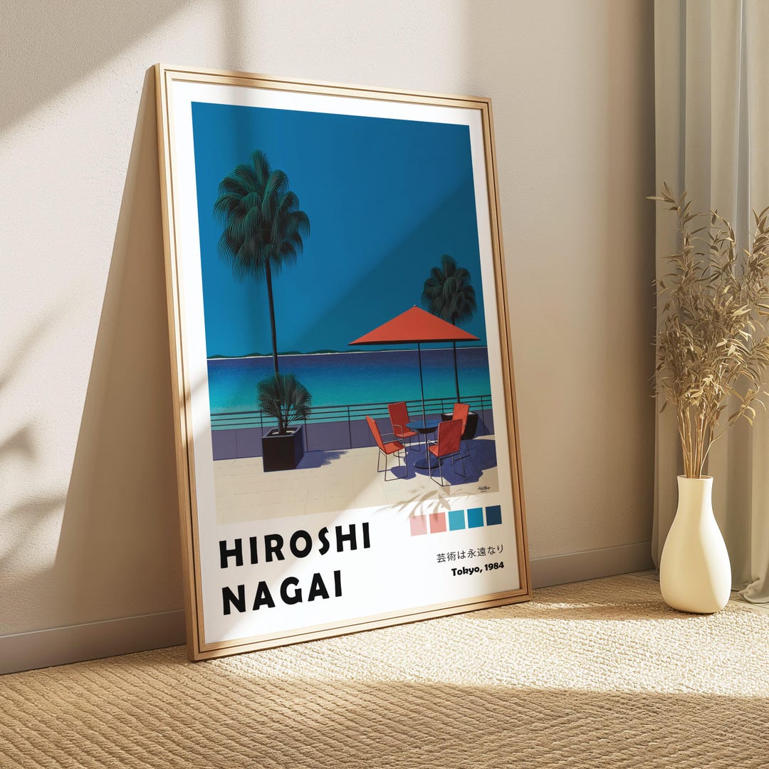 Sunbathing Terrace Hiroshi Nagai Poster, Sunny Coastal Art, Japanese ...