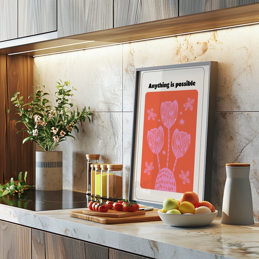 Anything is Possible Poster, Motivational Wall Art, Inspirational Pink ...