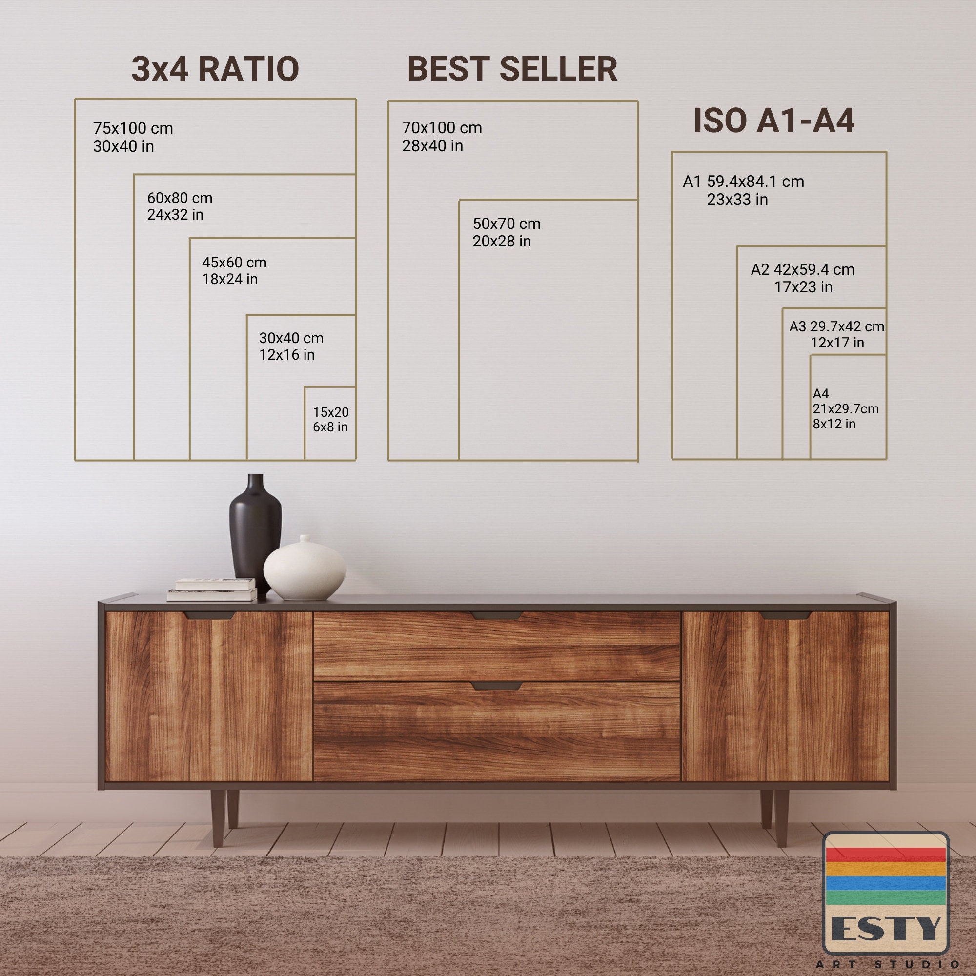 Modern Botanical Abstract Poster, Geometric Circle Wall Art, Minimalist ...