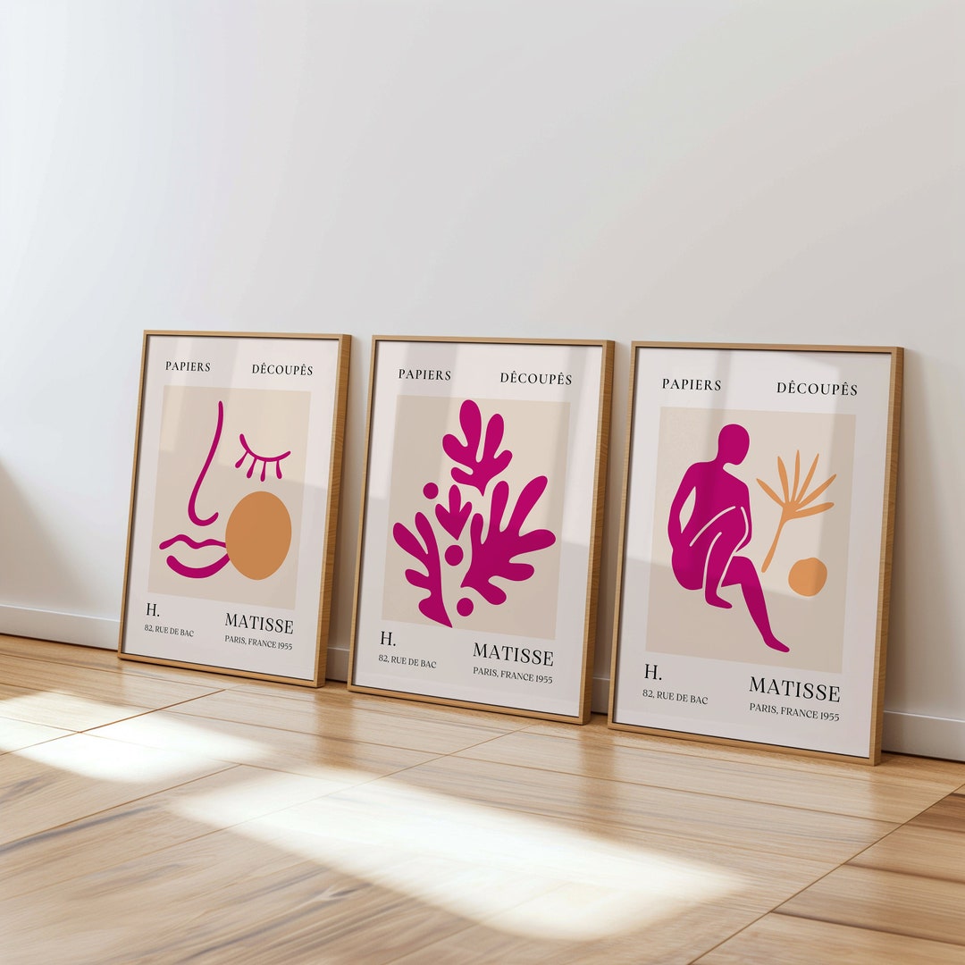 Henri Matisse Poster Set, Pink and Orange Abstract Cut-outs, Modern ...