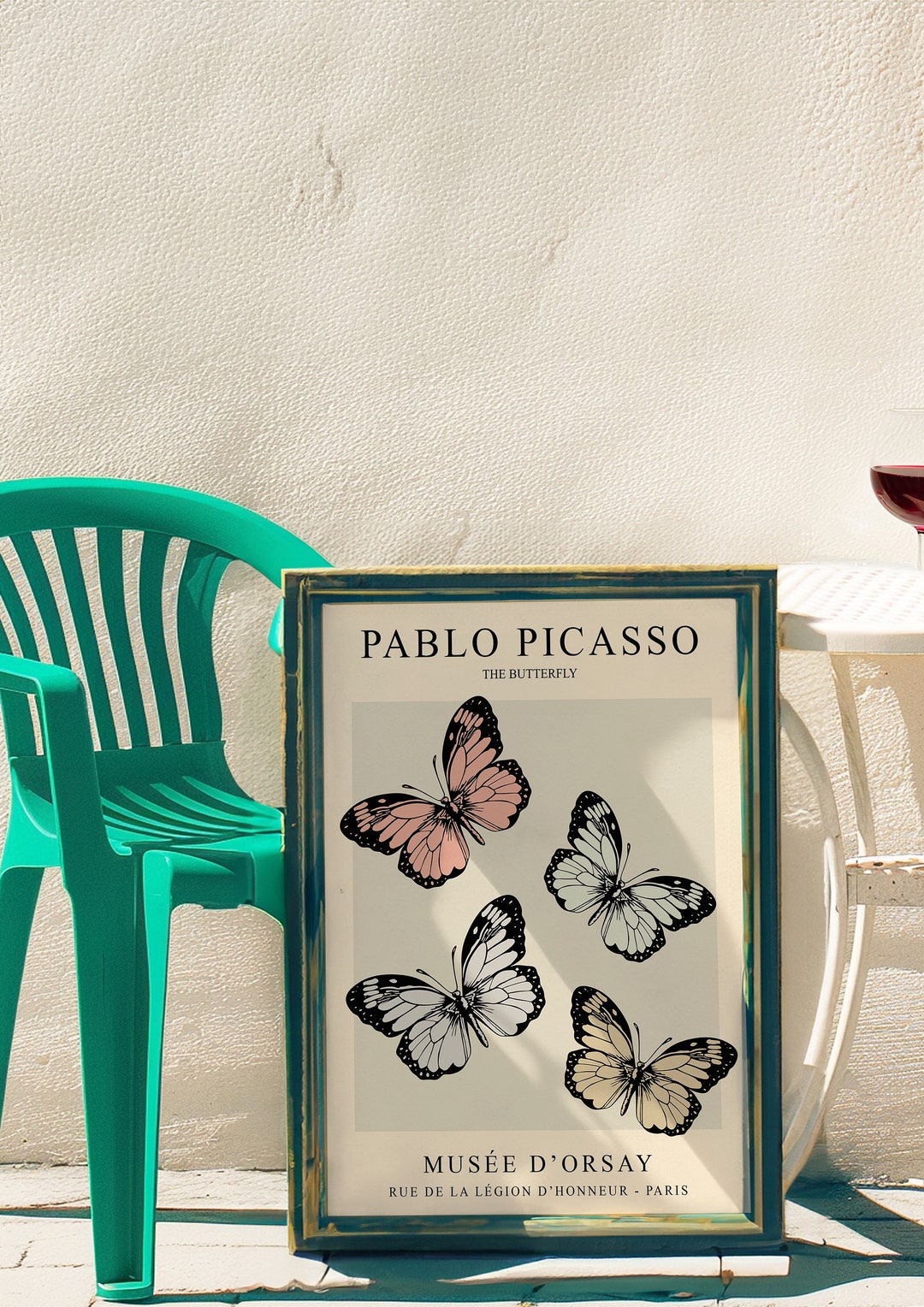 Picasso Butterfly Print, Minimalist Butterfly Poster, Soft Pastel Wall ...