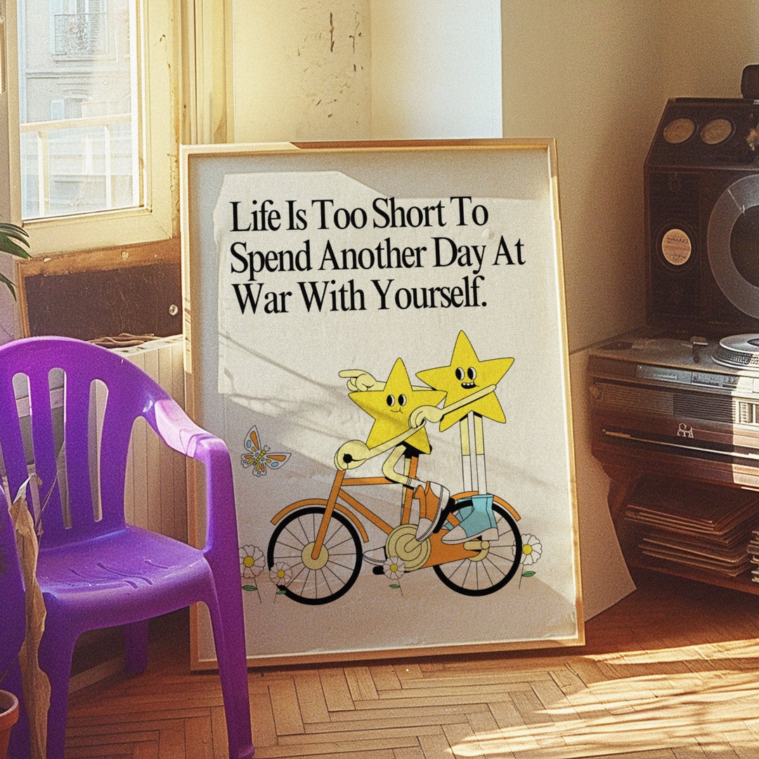 Retro Motivational Poster, Vintage Wall Art, Life is Too Short Quote ...