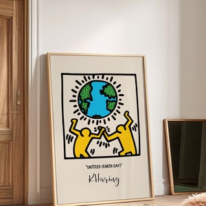Keith Haring Earth Day Poster, Environmental Pop Art, "untitled" Earth ...