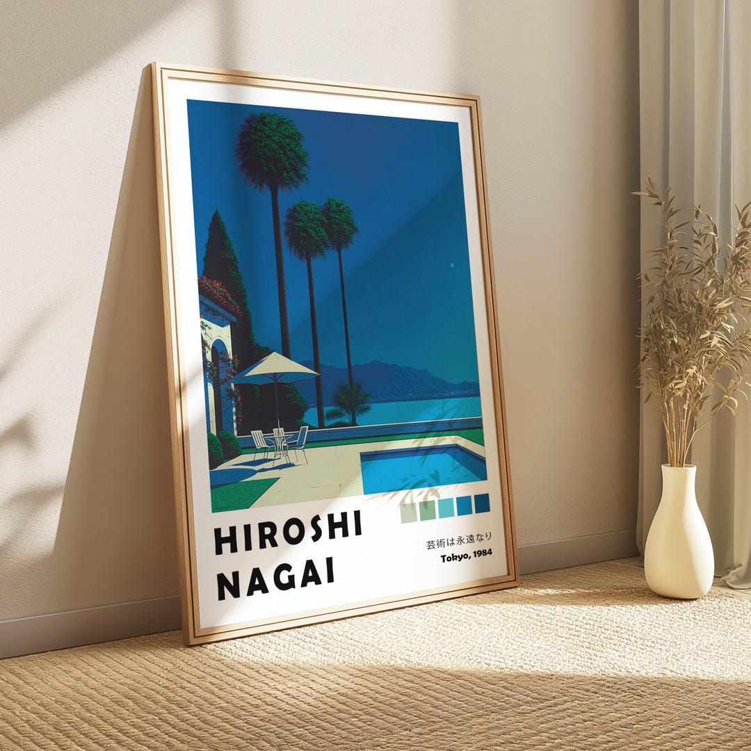 Pool Sunset Hiroshi Nagai Art, Mediterranean Poster, Japanese 1980 City ...