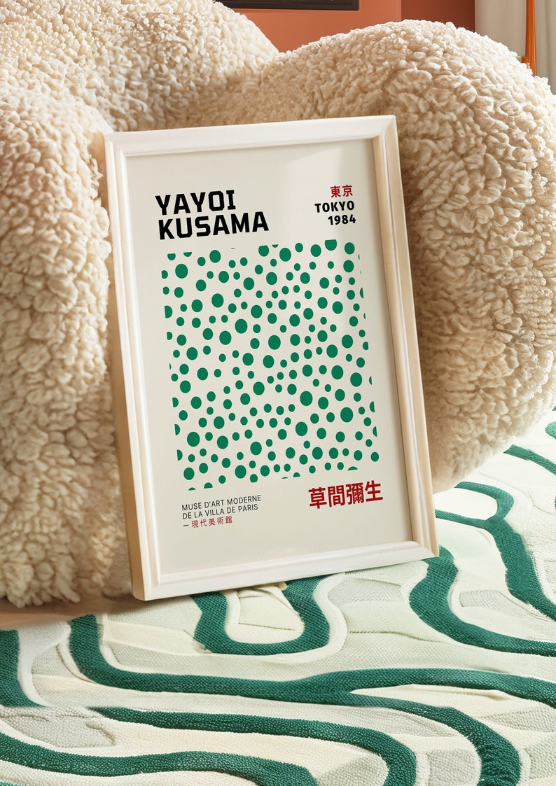 Yayoi Kusama 1984 Tokyo Poster, Green Dot Abstract Art, Minimalist ...