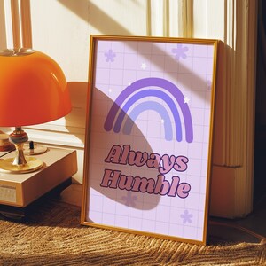 Always Humble Poster, Retro Inspirational Wall Art, Vintage ...