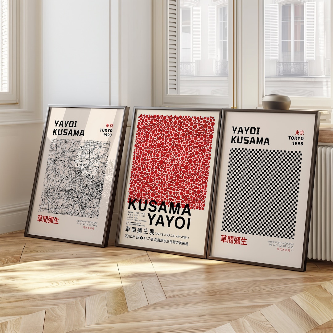 Yayoi Kusama Art Print Set, Japanese Contemporary Art, Infinity Nets ...