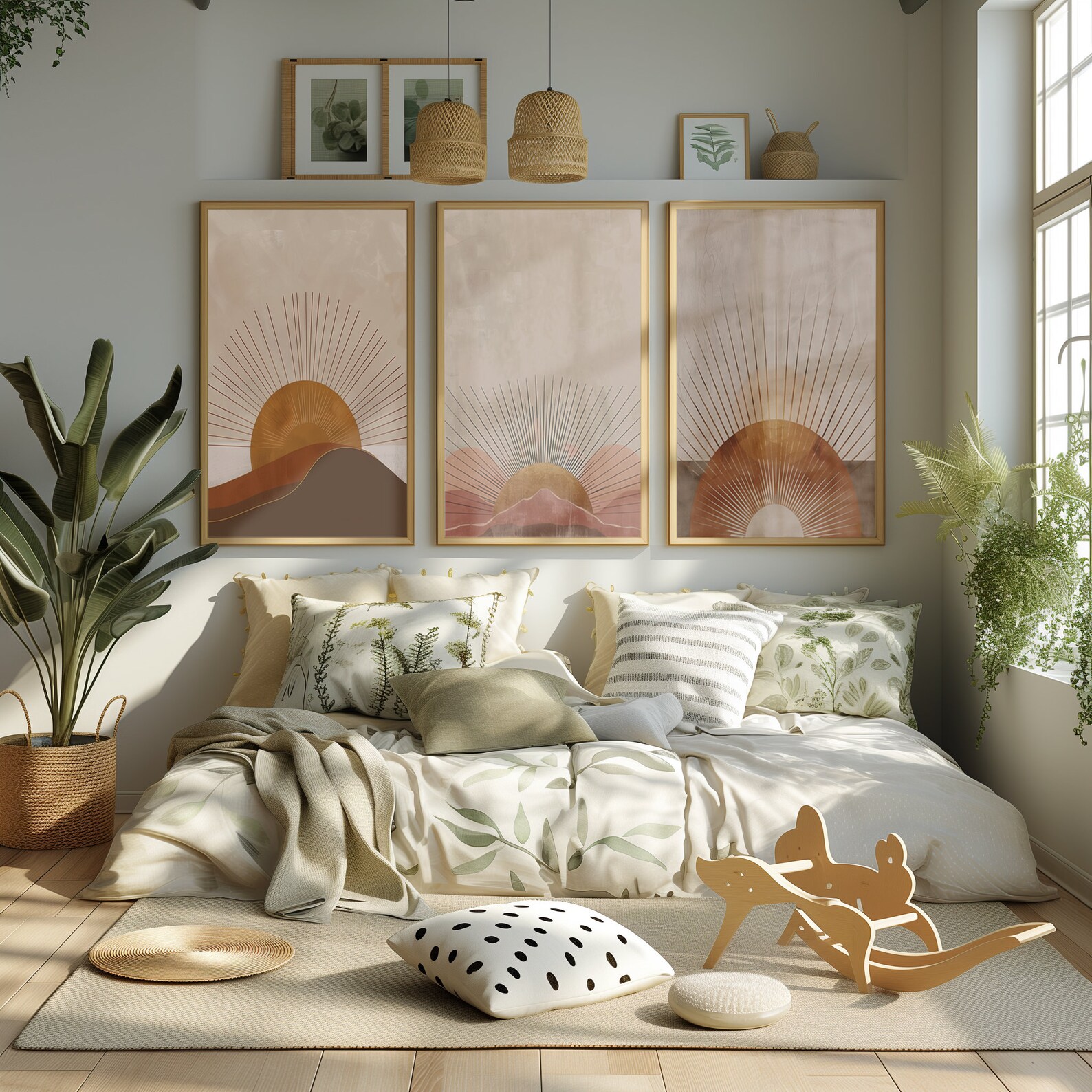 Boho Poster, Golden Hour, Radiant Dawn Art Series - Set of Three ...