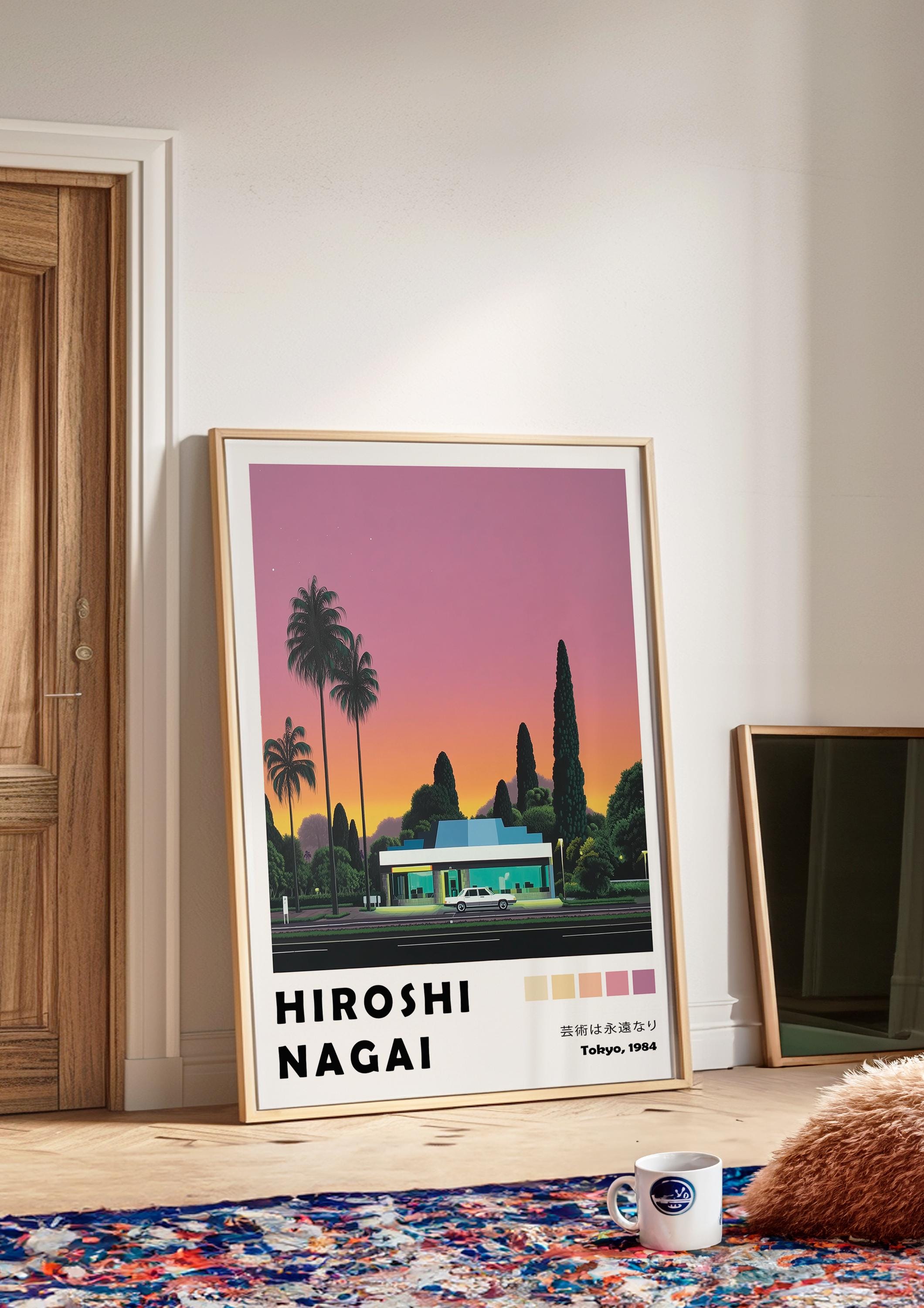 Neon Sunset Hiroshi Nagai Poster, Palm Exhibition Art, Japanese 80s ...