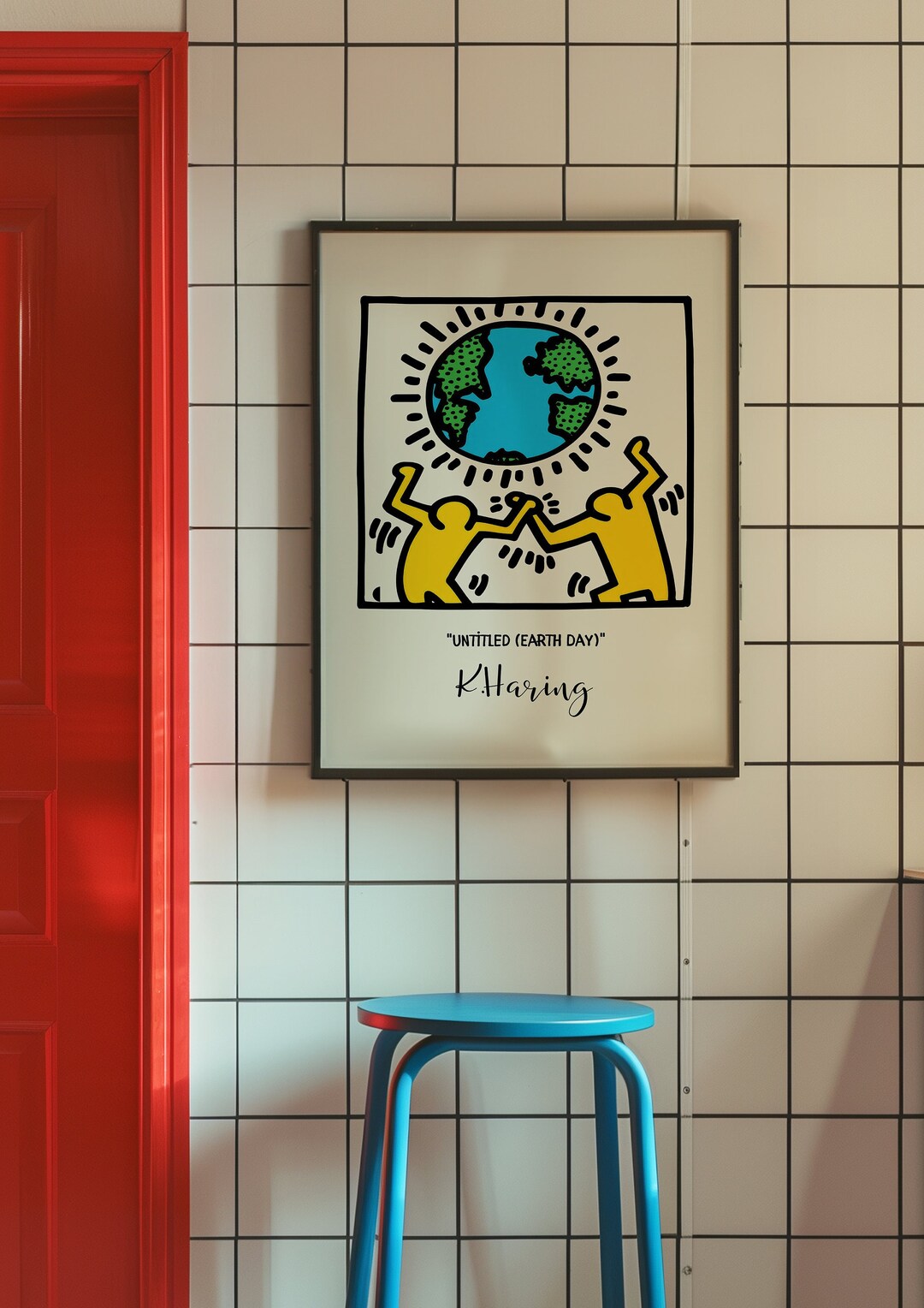 Keith Haring Earth Day Poster, Environmental Pop Art, "untitled" Earth ...