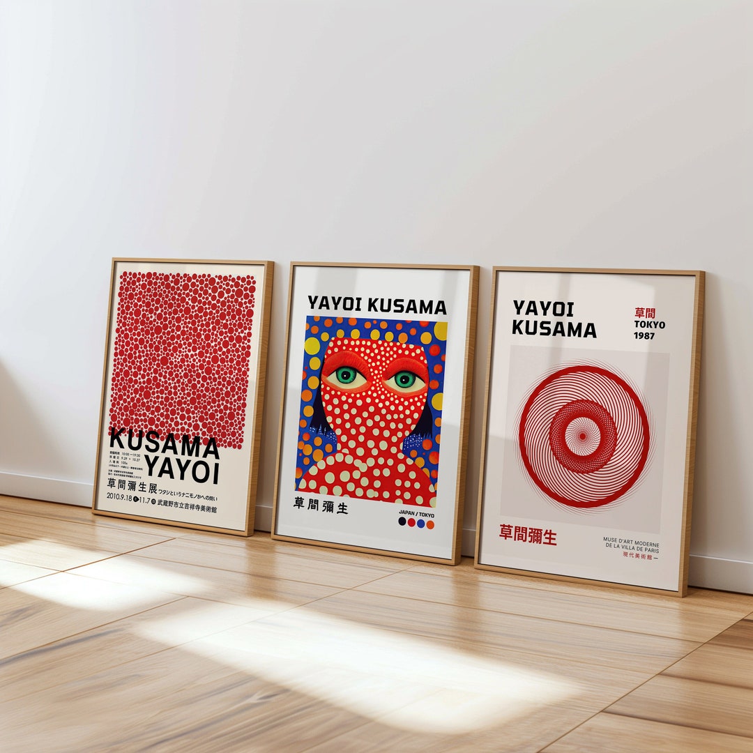 Yayoi Kusama Art Prints, Set of Three, Polka Dots and Abstract Circles ...