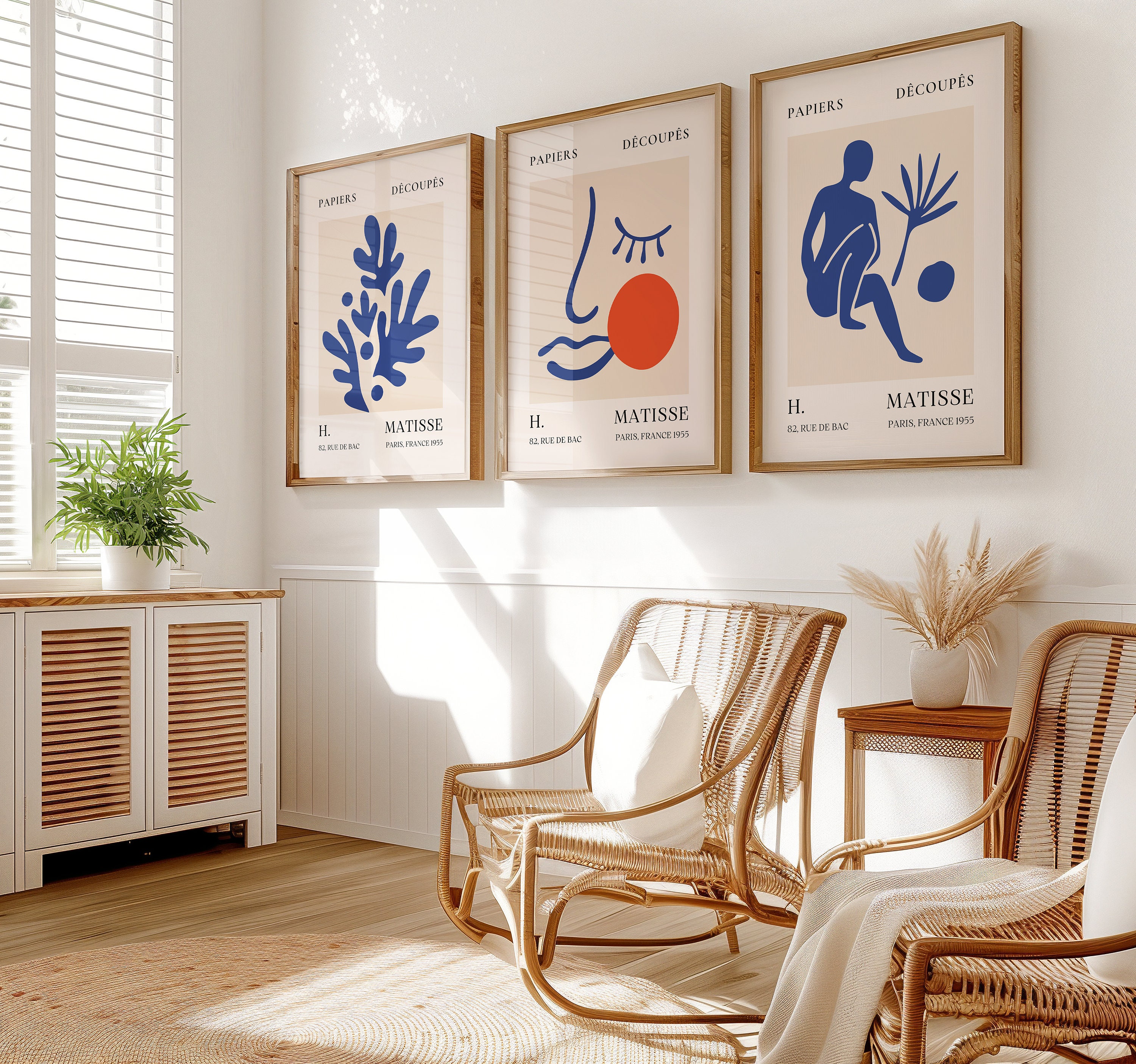 Henri Matisse Poster Set, Blue Abstract Cut-outs, Modern Minimalist Art ...