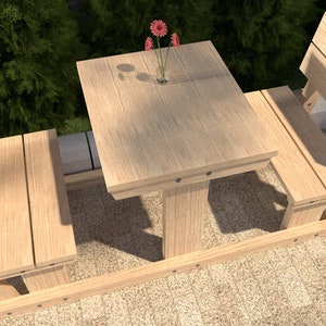 Outdoor Table Construction Plan for 2 People, Imperial and Metric ...