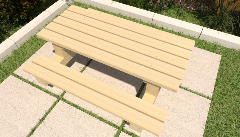 Picnic Table Plan With Benches, DIY, Garden Table Plans, Imperial and ...