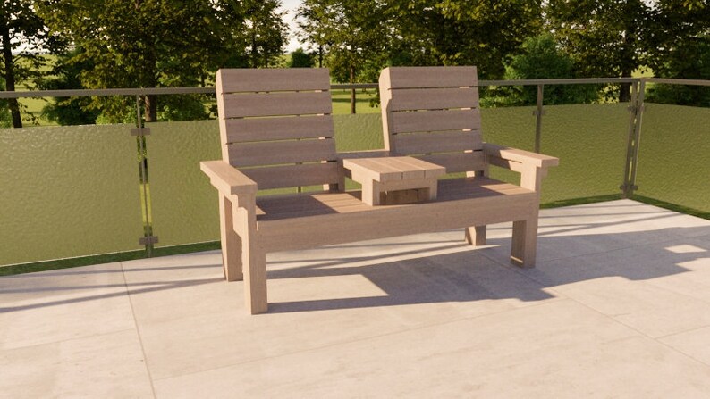 Plan of a Double Bench With Table, DIY Plans, Imperial and Metric ...