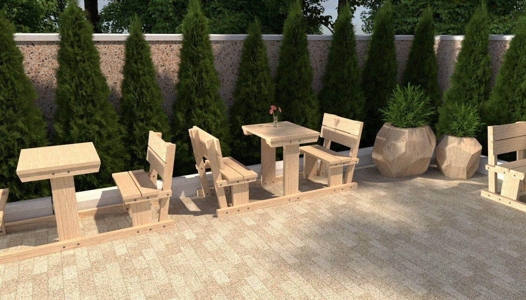 Outdoor Table Construction Plan for 2 People, Imperial and Metric ...