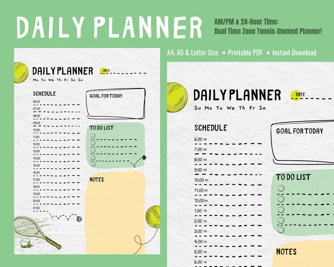 Daily Planner Printable Undated Daily Schedule, To-do List & Goal ...