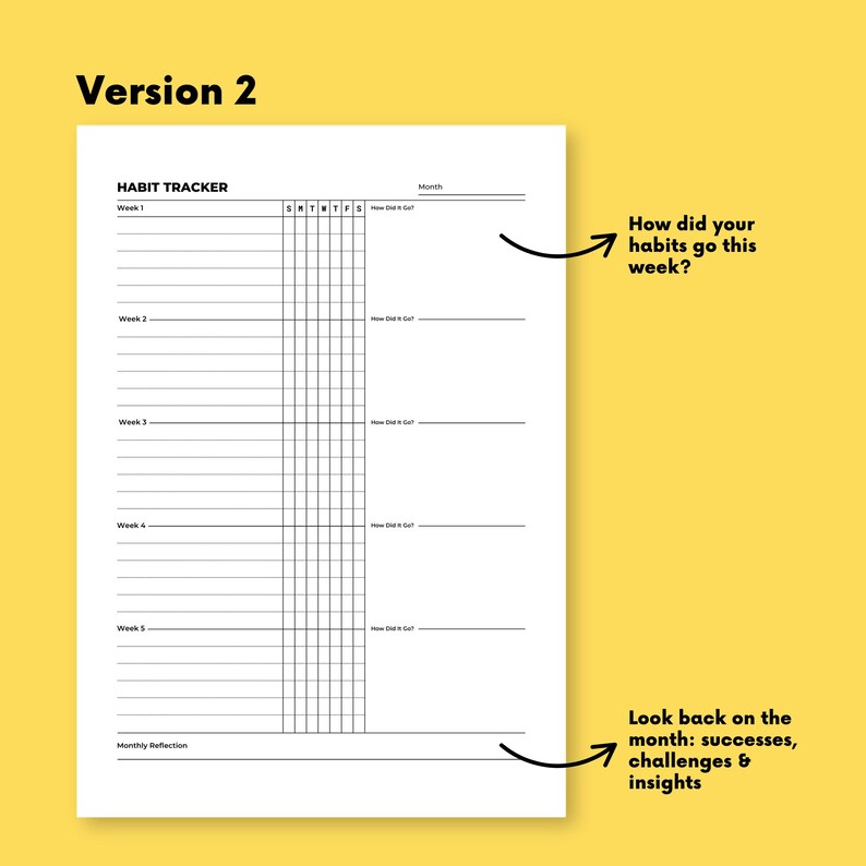 Monthly Habit Tracker Printable PDF | Minimalist Daily Routine, Goal ...