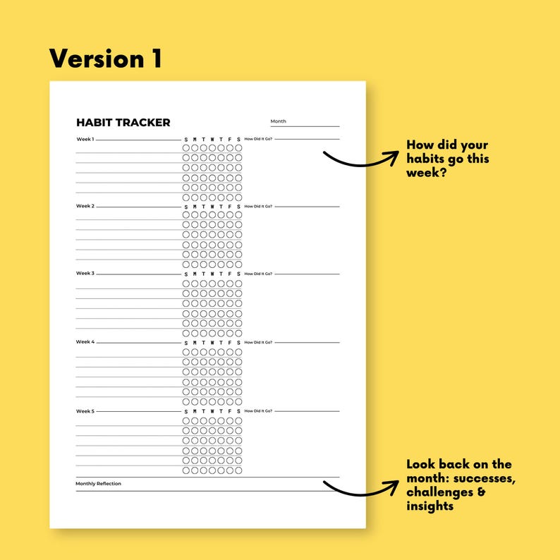 Monthly Habit Tracker Printable PDF | Minimalist Daily Routine, Goal ...