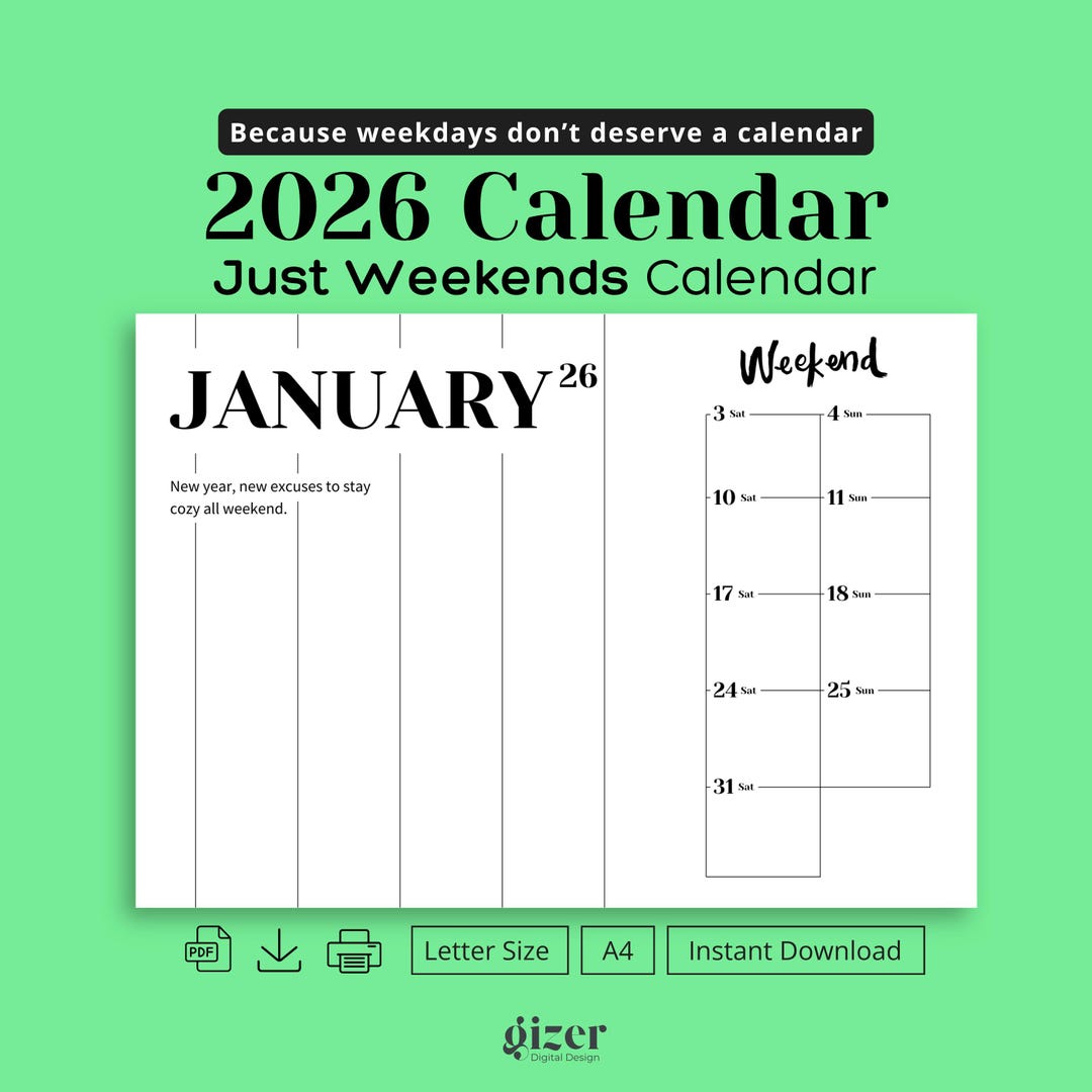 2026 Weekend Planner: Minimalist Printable Calendar (PDF) - Etsy
