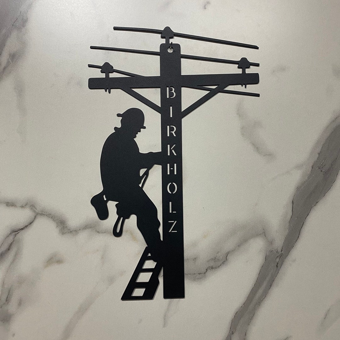 Custom Lineman Metal Wall Art, Electrician Metal Name Sign, Electrical ...