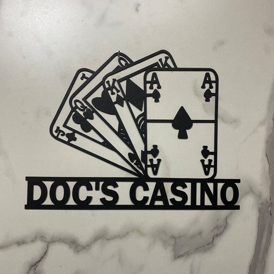 Custom Poker Cards Metal Wall Art, Personalized Casino Club Metal Sign ...