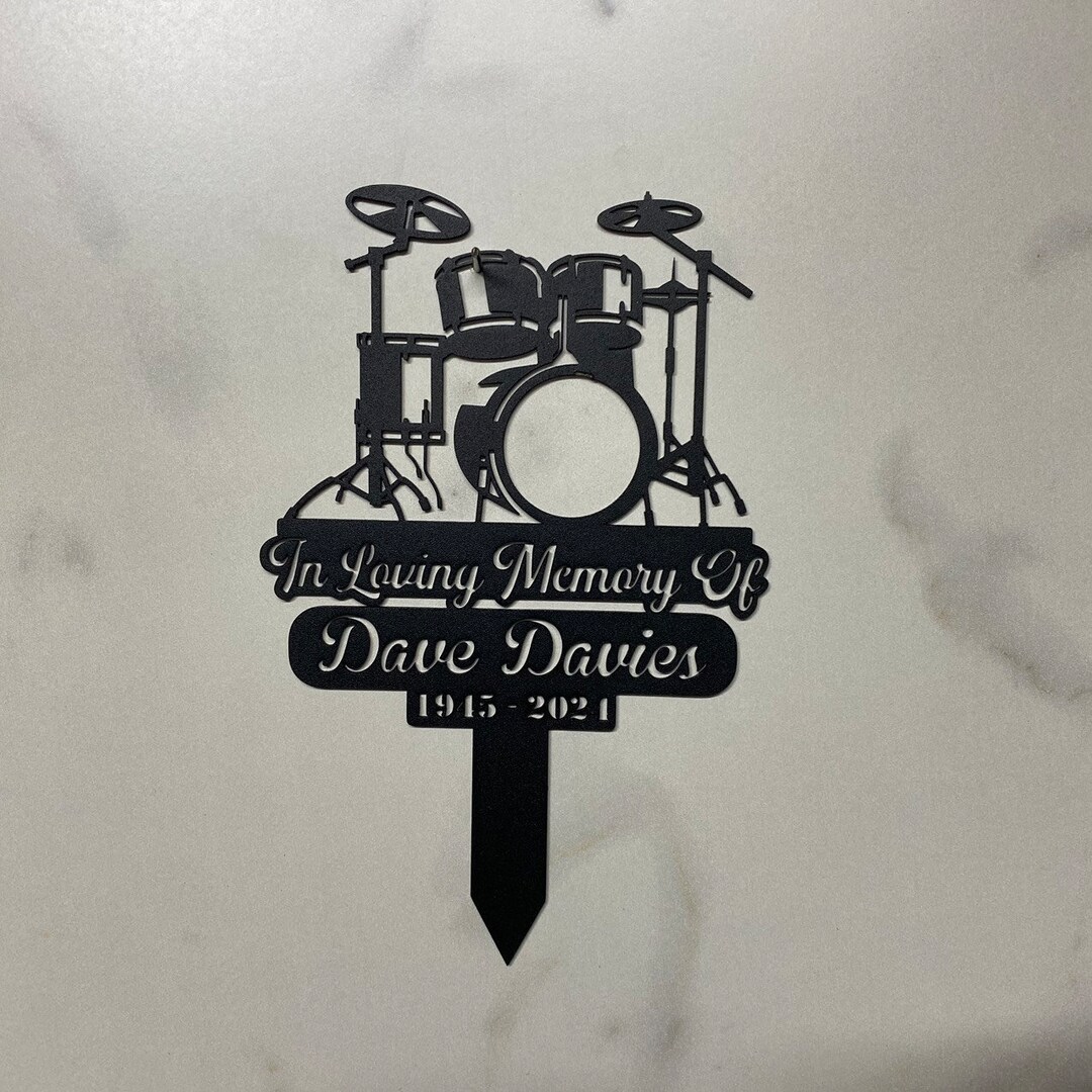 Custom Drum Set Memorial Garden Stake, Personalized Drummer Memorial ...