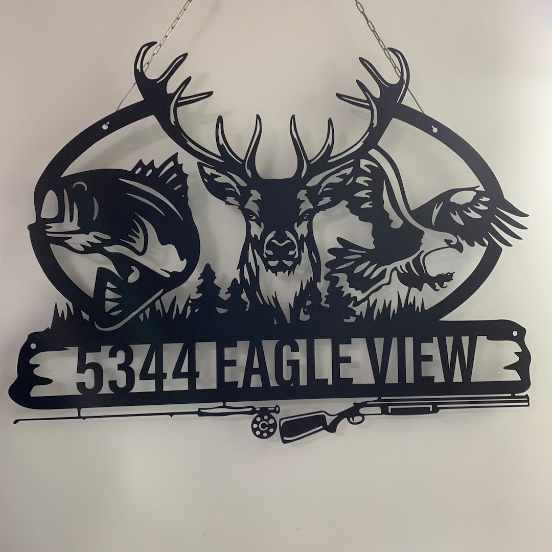 Custom Deer Hunting and Fishing Metal Wall Art, Personalized Fisherman ...