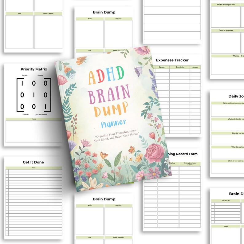 ADHD Brain Dump Planner Printable, ADHD Productivity Planner ...