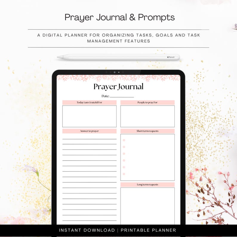 Prayer Journal and Prompts Printable, Daily Prayer Journal, Christian ...