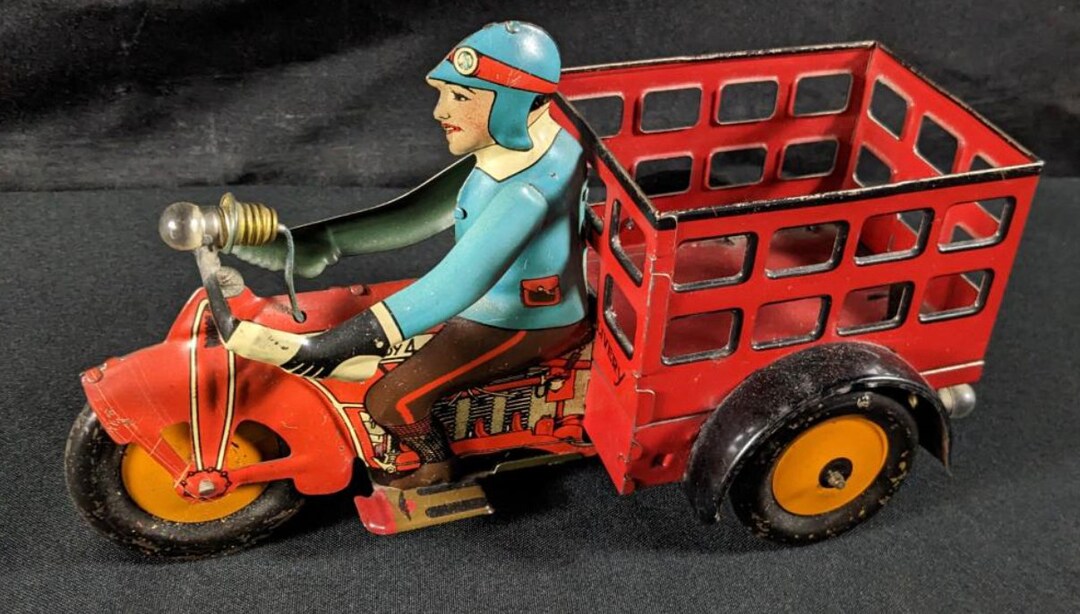 Antique Marx Tin Wind up Boy Delivery Motorcycle Toy - Etsy