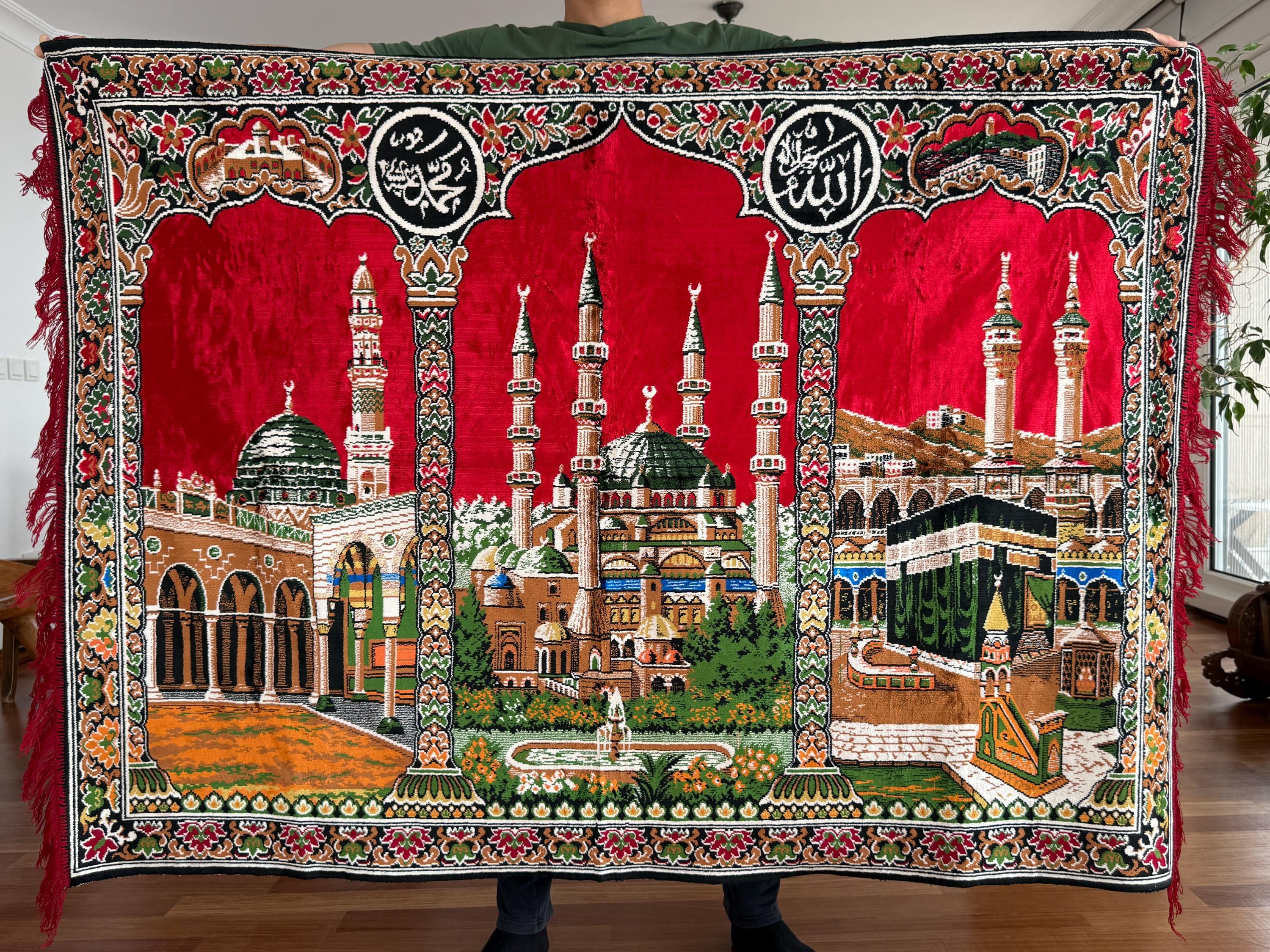 UNUSED Vintage Islamic Tapestry Wall Hanging, Muslim Home Decor, Mecca ...