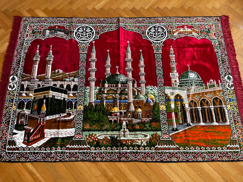 UNUSED Vintage Islamic Tapestry Wall Hanging, Muslim Home Decor, Mecca ...