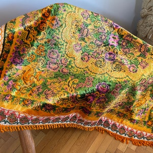 Unused Vintage Italian Velvet Cherub Bedspread, Bohemian Table Decor ...