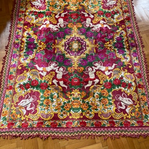 UNUSED Vintage Italian Velvet Cherub Bedspread, Bohemian Table Decor ...