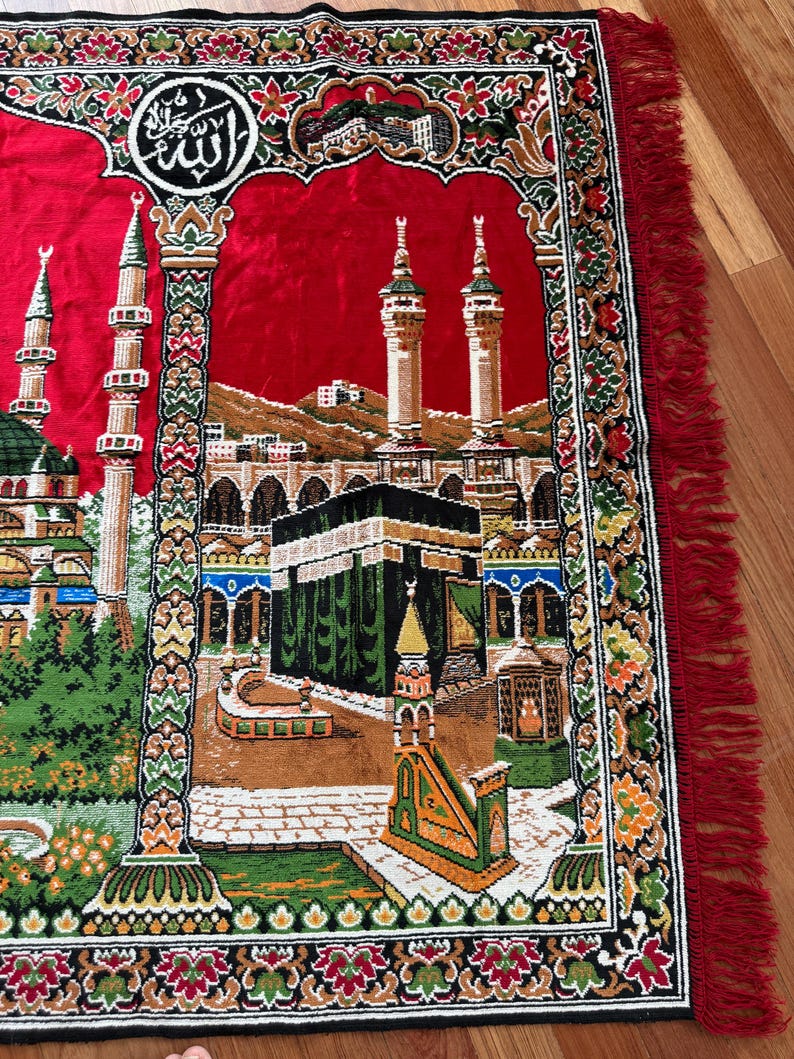 UNUSED Vintage Islamic Tapestry Wall Hanging, Muslim Home Decor, Mecca ...